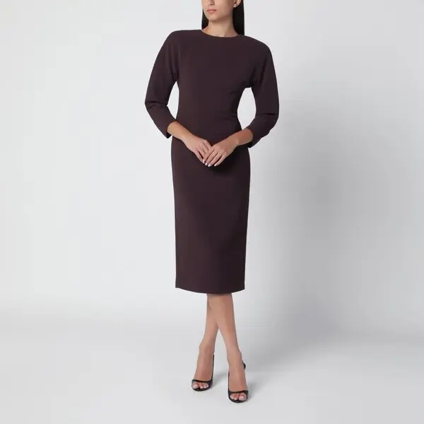 Andamane Midi Dress With Rounded Shoulders - Red