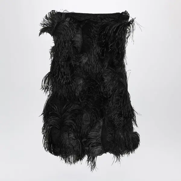 Attico Feather-trim Mini Dress - Black