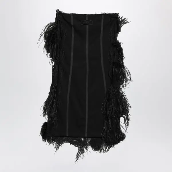 Attico Feather-trim Mini Dress - Black
