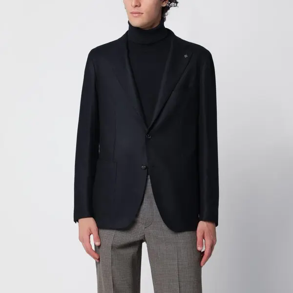 Tagliatore Navy Single-breasted Wool And Cashmere Jacket