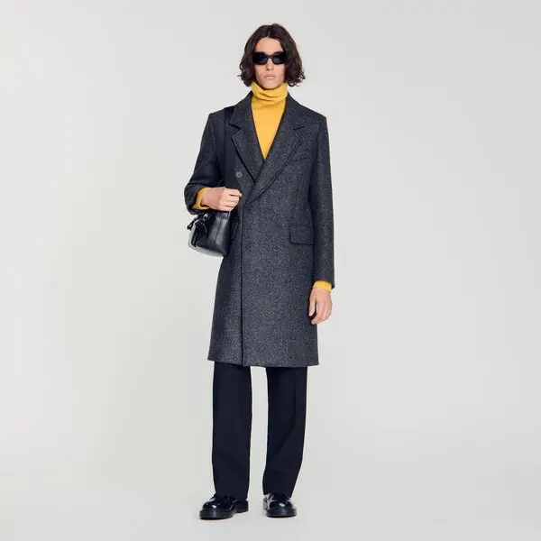 Sandro Double-breasted Virgin Wool Coat