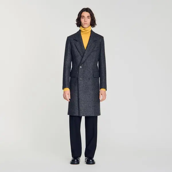 Sandro Double-breasted Virgin Wool Coat