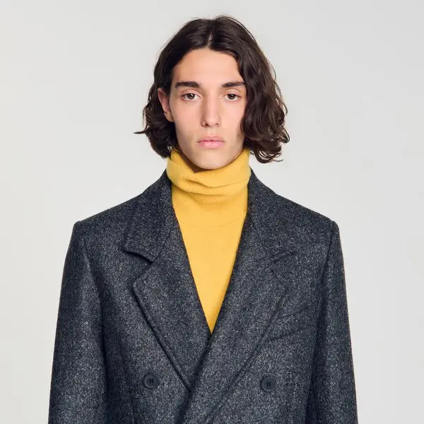 Sandro Double-breasted Virgin Wool Coat