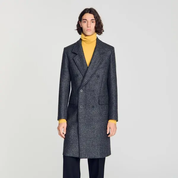 Sandro Double-breasted Virgin Wool Coat