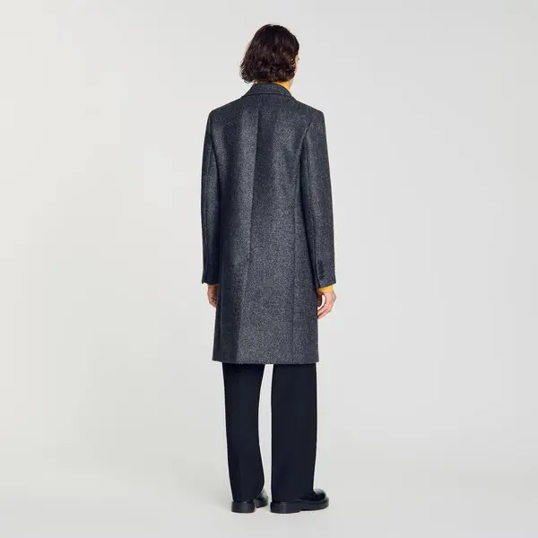 Sandro Double-breasted Virgin Wool Coat