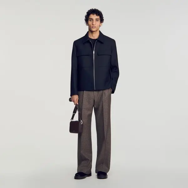Sandro Patch Pocket Zip-up Jacket - Navy Blue