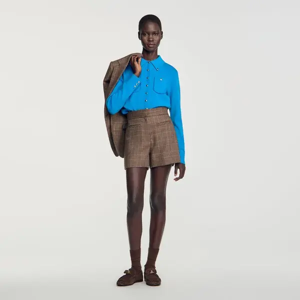 Sandro Check Wool Shorts