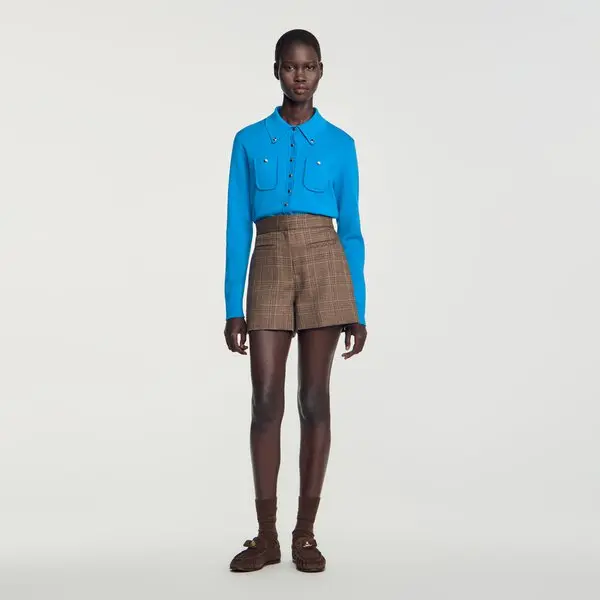 Sandro Check Wool Shorts