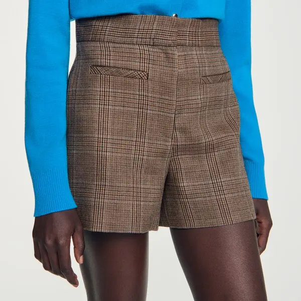 Sandro Check Wool Shorts