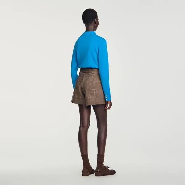 Sandro Check Wool Shorts