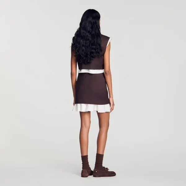 Sandro 2-in-1 Wool Skirt With Ruffles And Logo Belt