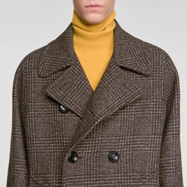 Sandro Check Wool Coat