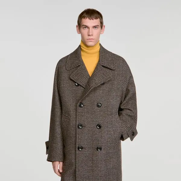 Sandro Check Wool Coat