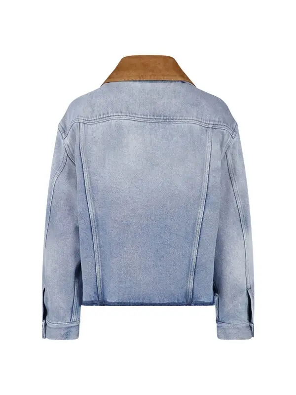 Miu Miu Cotton Denim Jacket With Suede Collar