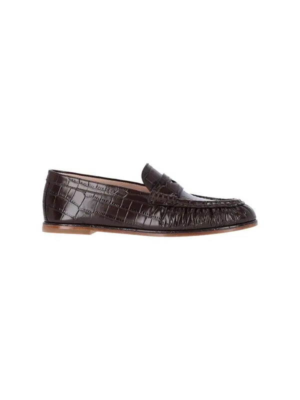 STUART WEITZMAN Spencer Loafers Crocodile Effect