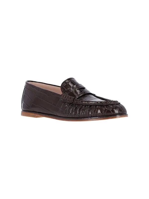STUART WEITZMAN Spencer Loafers Crocodile Effect