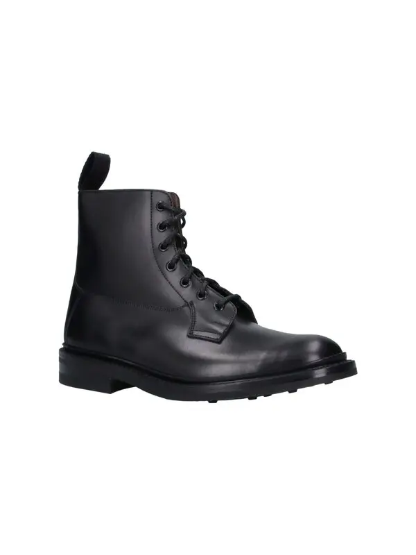 TRICKER'S Leather Lace-up Ankle Boots - Black