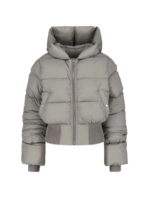 Rick Owens Cropped Hooded Down Jacket - Gray