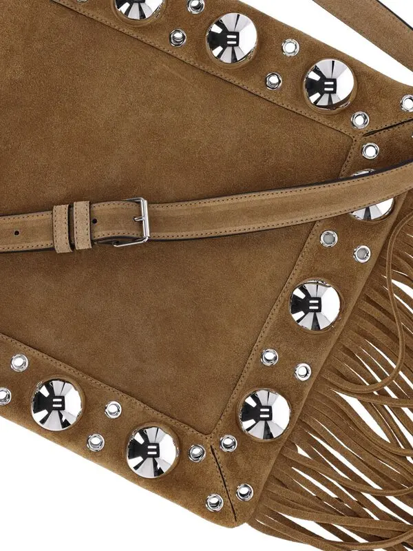Valentino Garavani Suede Shoulder Bag With Studs And Fringe