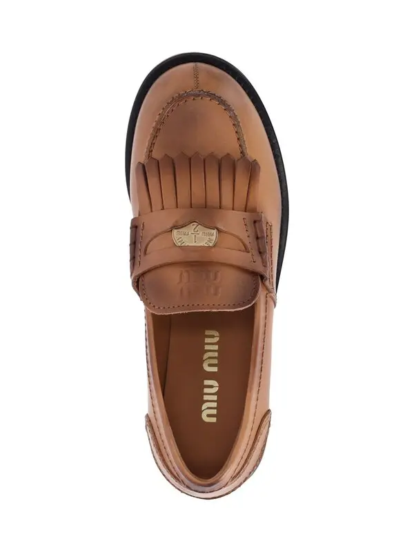 Miu Miu Penny Loafers With Fringe Detailing