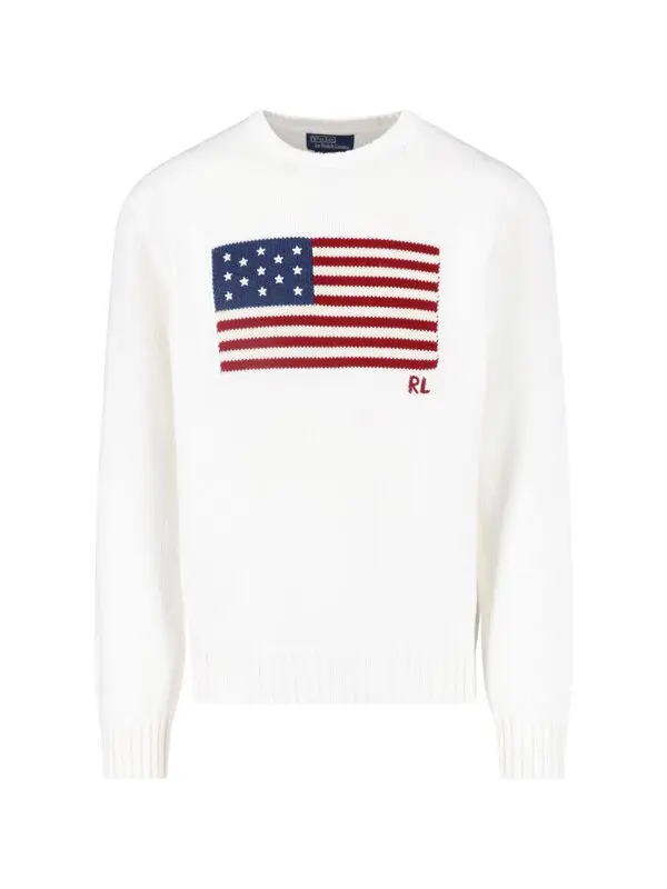 Polo Ralph Lauren The Iconic Flag" Sweater - White