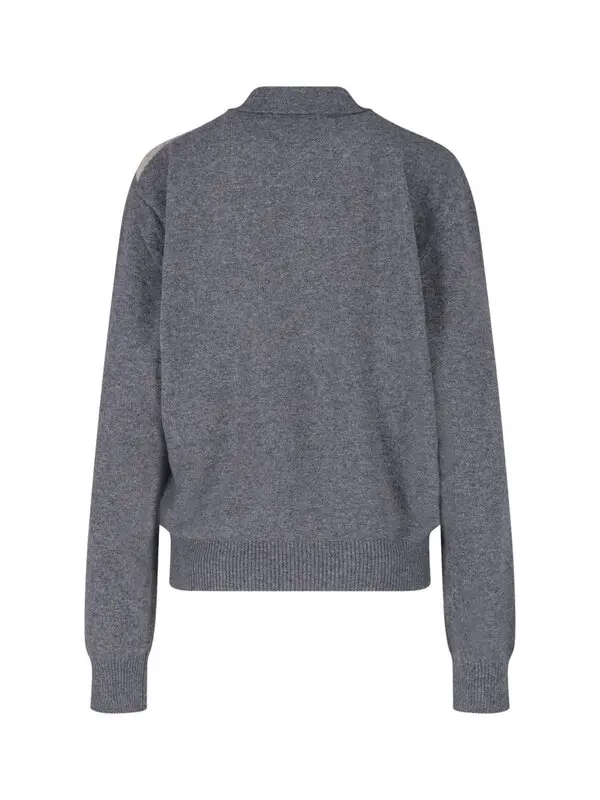 RÓHE Wool Blend Argyle Polo - Gray