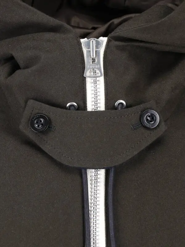 Sacai Wool Zip-up Hooded Sweatshirt