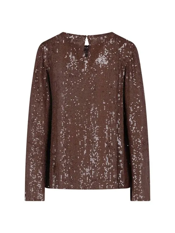 P.a.r.o.s.h Sequin Embellished Viscose Top - Brown