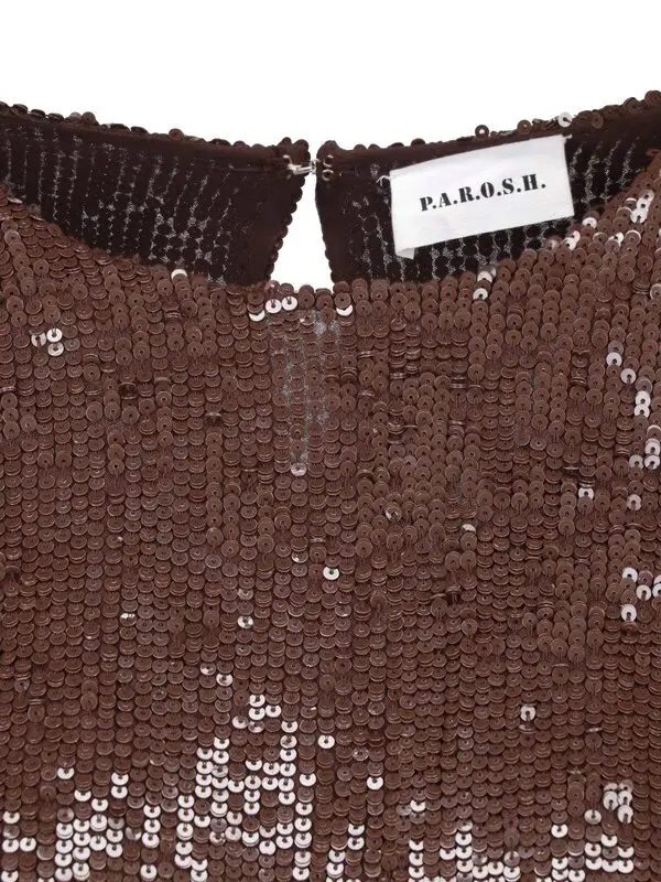 P.a.r.o.s.h Sequin Embellished Viscose Top - Brown