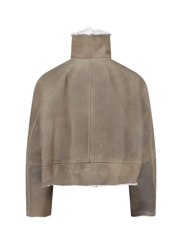 Rick Owens Cropped Leather Flight Jacket - Gray