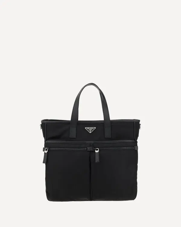Prada Logoed Tote Bag - Black