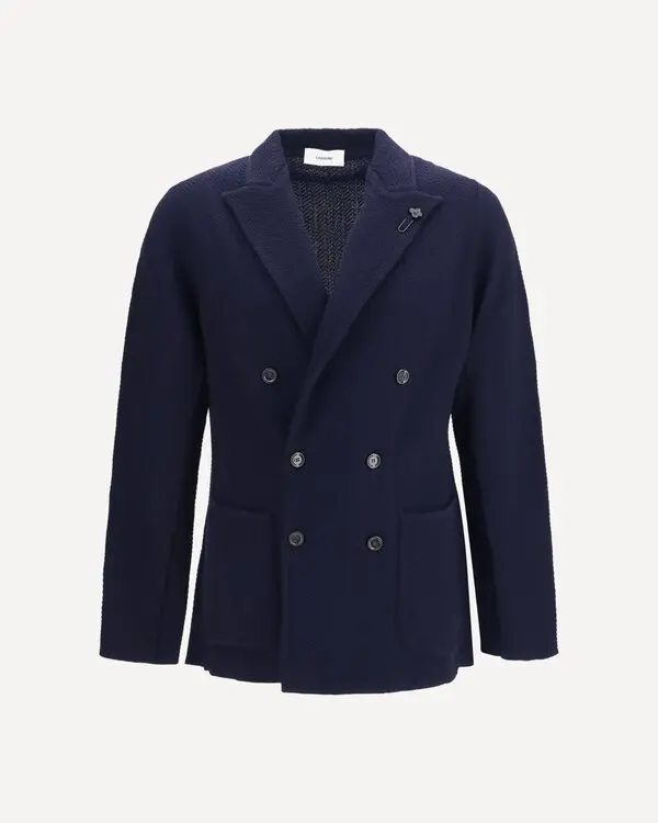 LARDINI Wool Cardigan With Lapel Neck And Button Closure