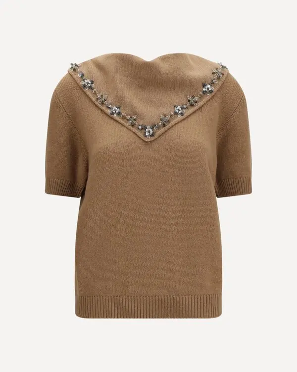 Prada Cashmere Sweater With Jewel Scarf