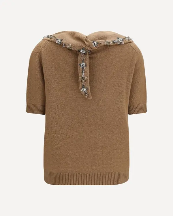 Prada Cashmere Sweater With Jewel Scarf