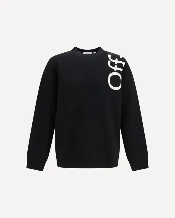 Off-White Vertical Bookish Logo Knit Crewneck