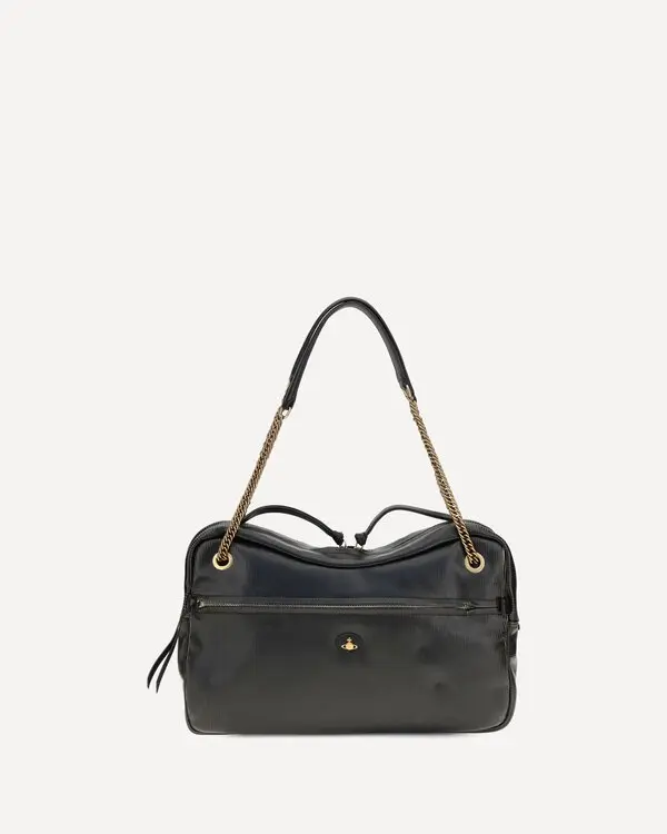 VIVIENNE WESTWOOD Large Dolce Textured Leather Shoulder Bag - Black