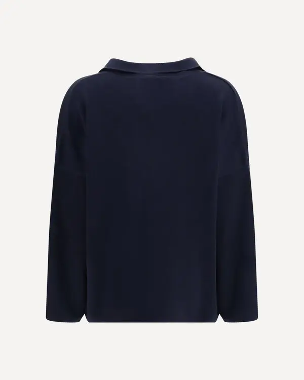 ELLA Wool Polo Collar Sweater - Blue