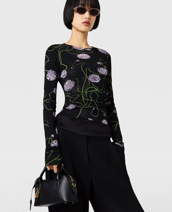 Stella McCartney Mesh Twisted Floral Top