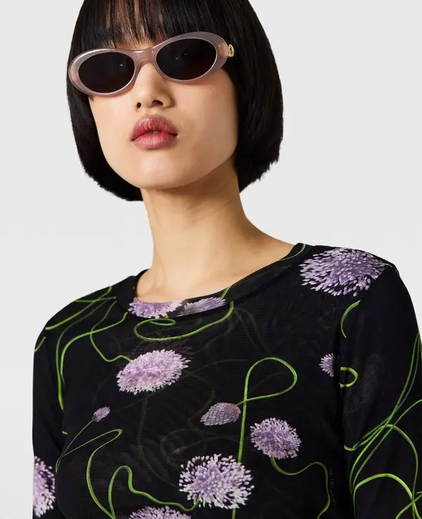 Stella McCartney Mesh Twisted Floral Top