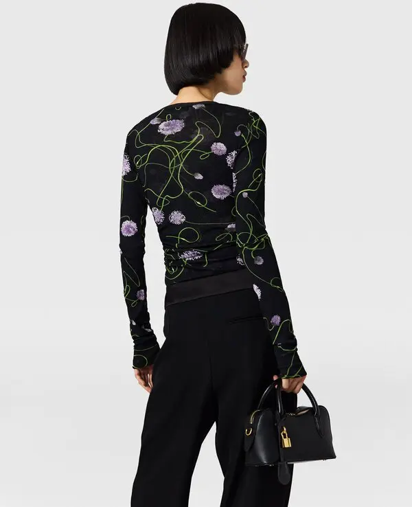 Stella McCartney Mesh Twisted Floral Top