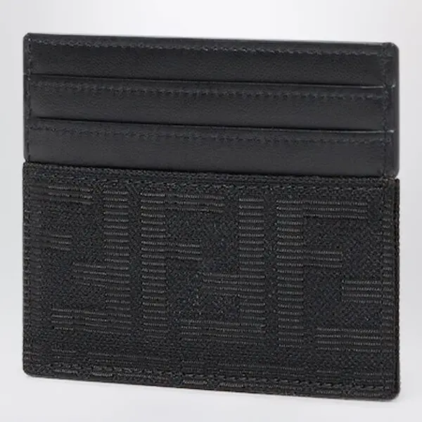 Fendi Ff Zucca Jacquard And Leather Card Holder