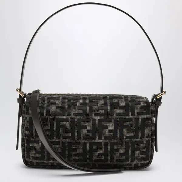 Fendi Zip Top Small Bag In Ff Zucca Jacquard Fabric - Brown