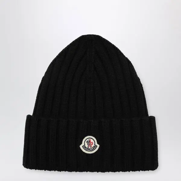 Moncler Cable Knit Wool Beanie With Logo