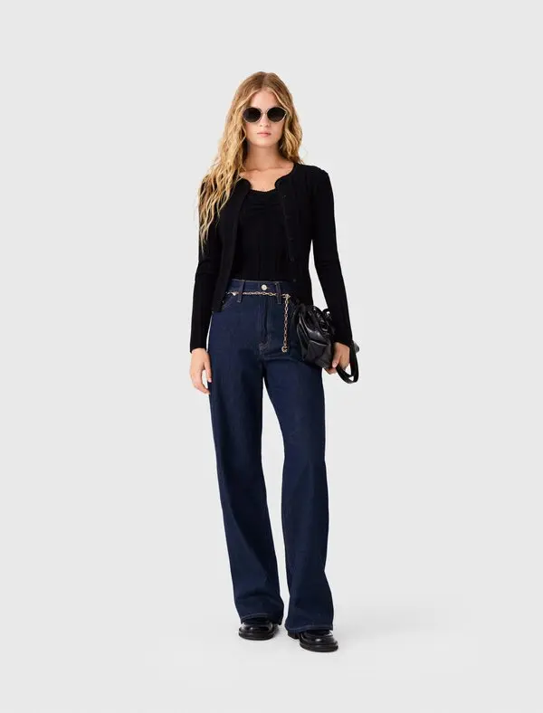 Maje Pointelle Knit Twinset - Black
