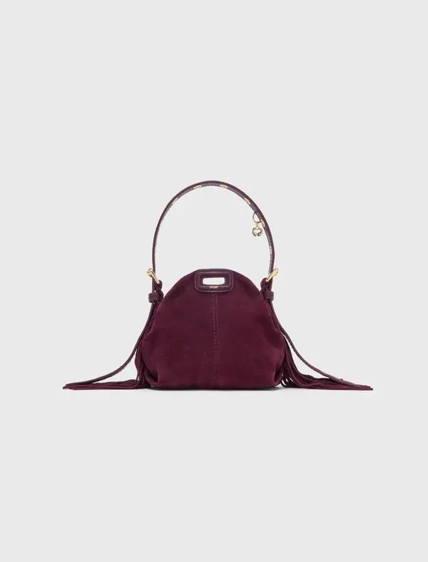 Maje Miss M Micro Suede Bag With Fringes - Eggplant