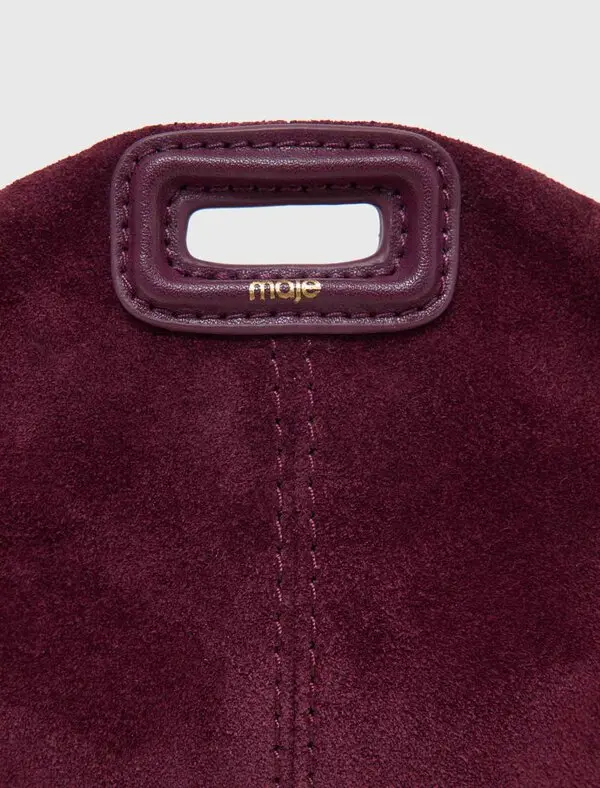 Maje Miss M Micro Suede Bag With Fringes - Eggplant