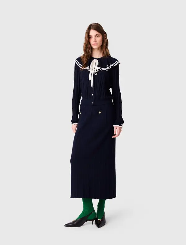 Maje Layered Cape Cardigan With Contrasting Details