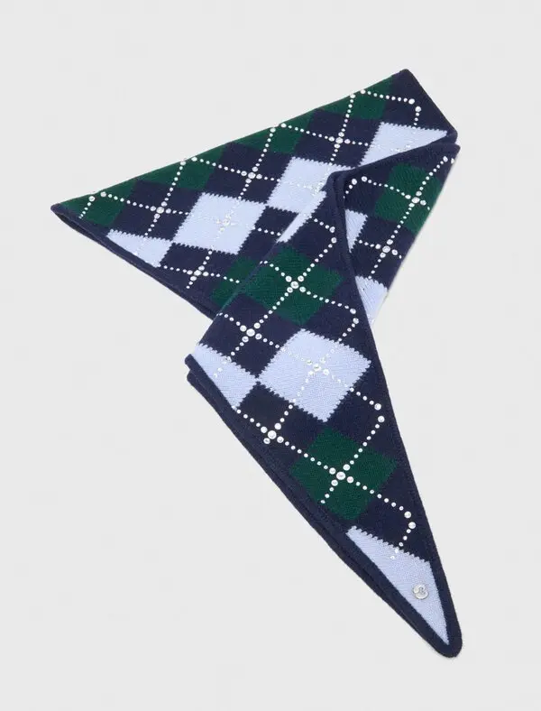 Maje Wool Argyle Triangle Scarf