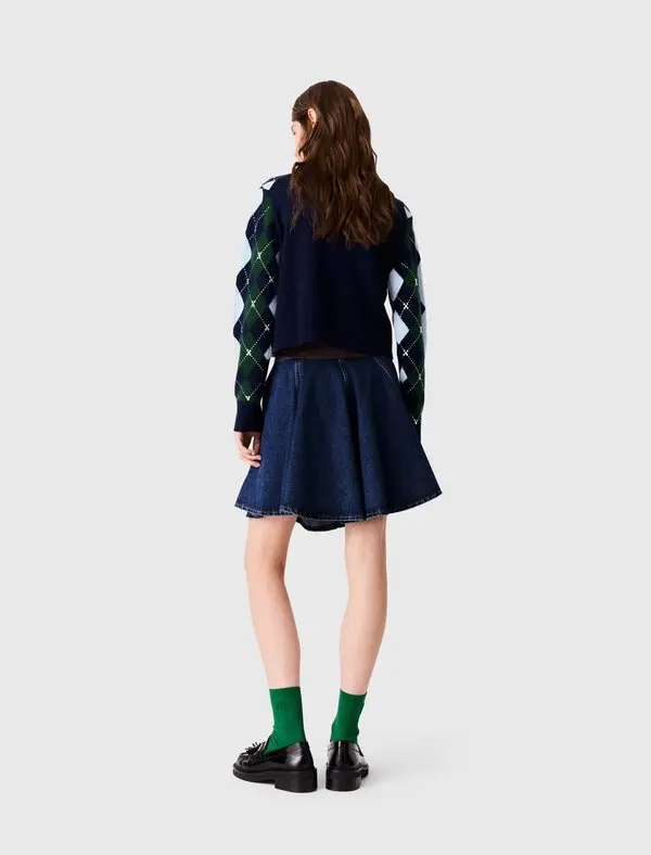 Maje Argyle Sweater With Rhinestones
