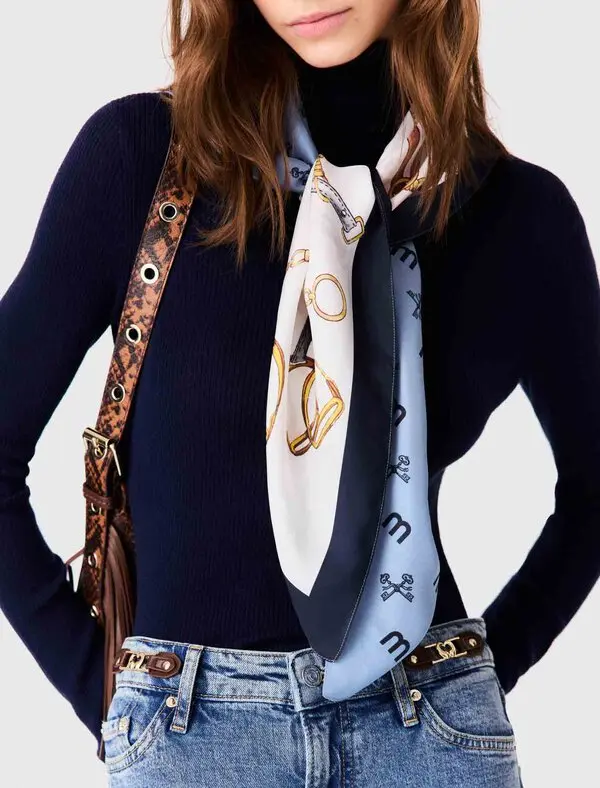Maje Equestrian Motif Silk Scarf